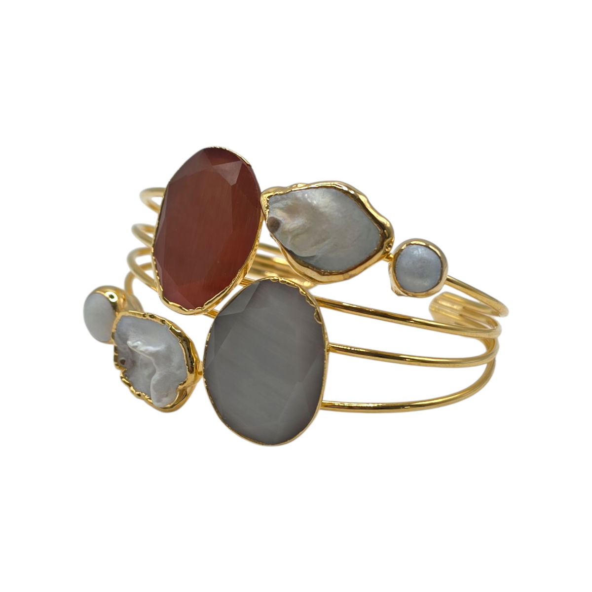 Grey & Amber Quartz Multi Stone Bangle – ashortstory.co.uk